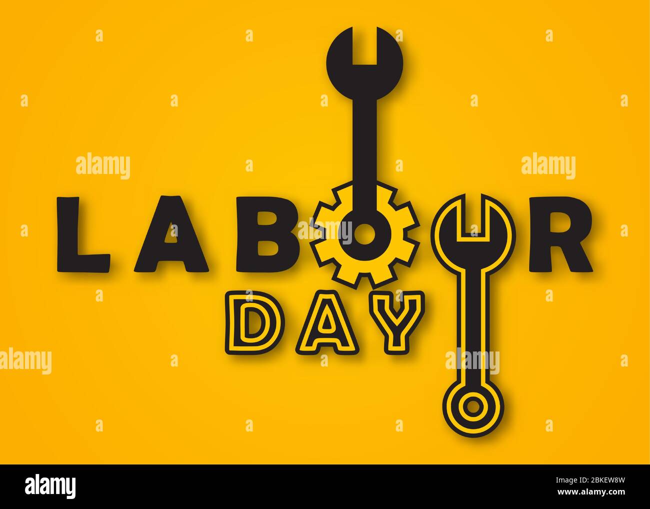Happy labor day poster or banner design in yellow and black. 1 May ...