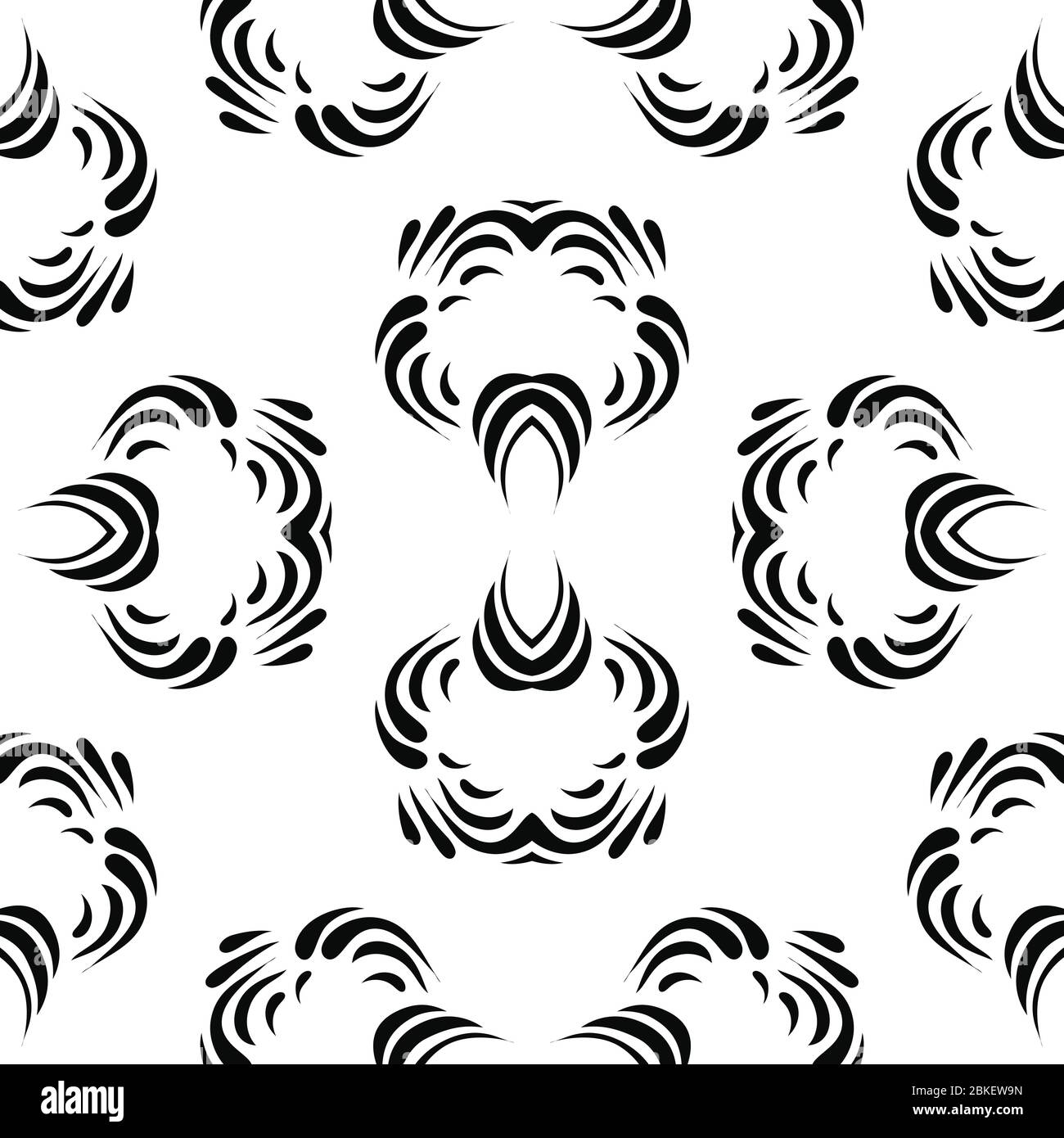 Monochrome geometric ornaments. Black and white wave patterns. Seamless ...