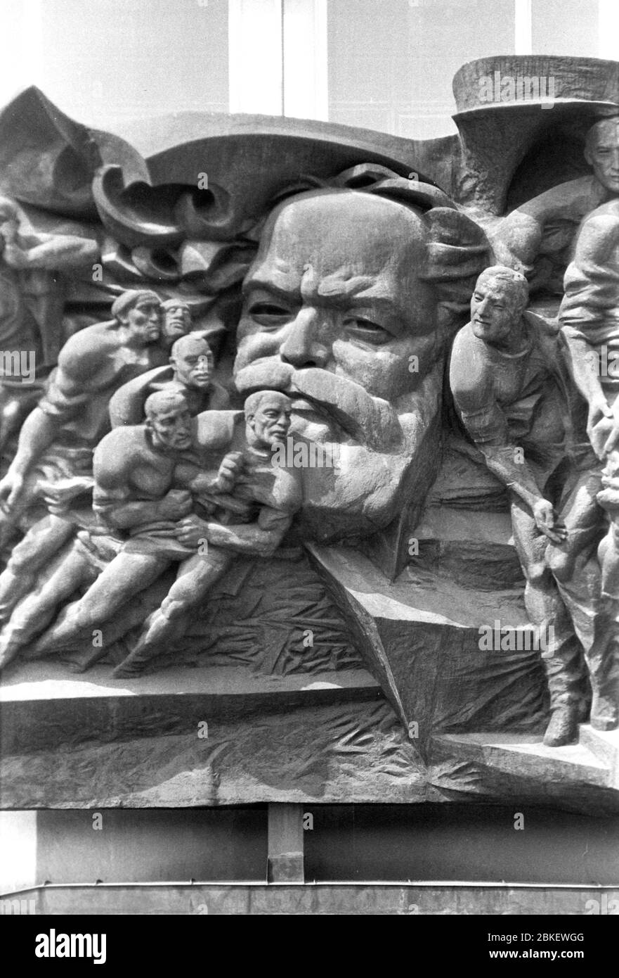 25 February 1980, Saxony, Leipzig: The Karl-Marx-Relief above the ...