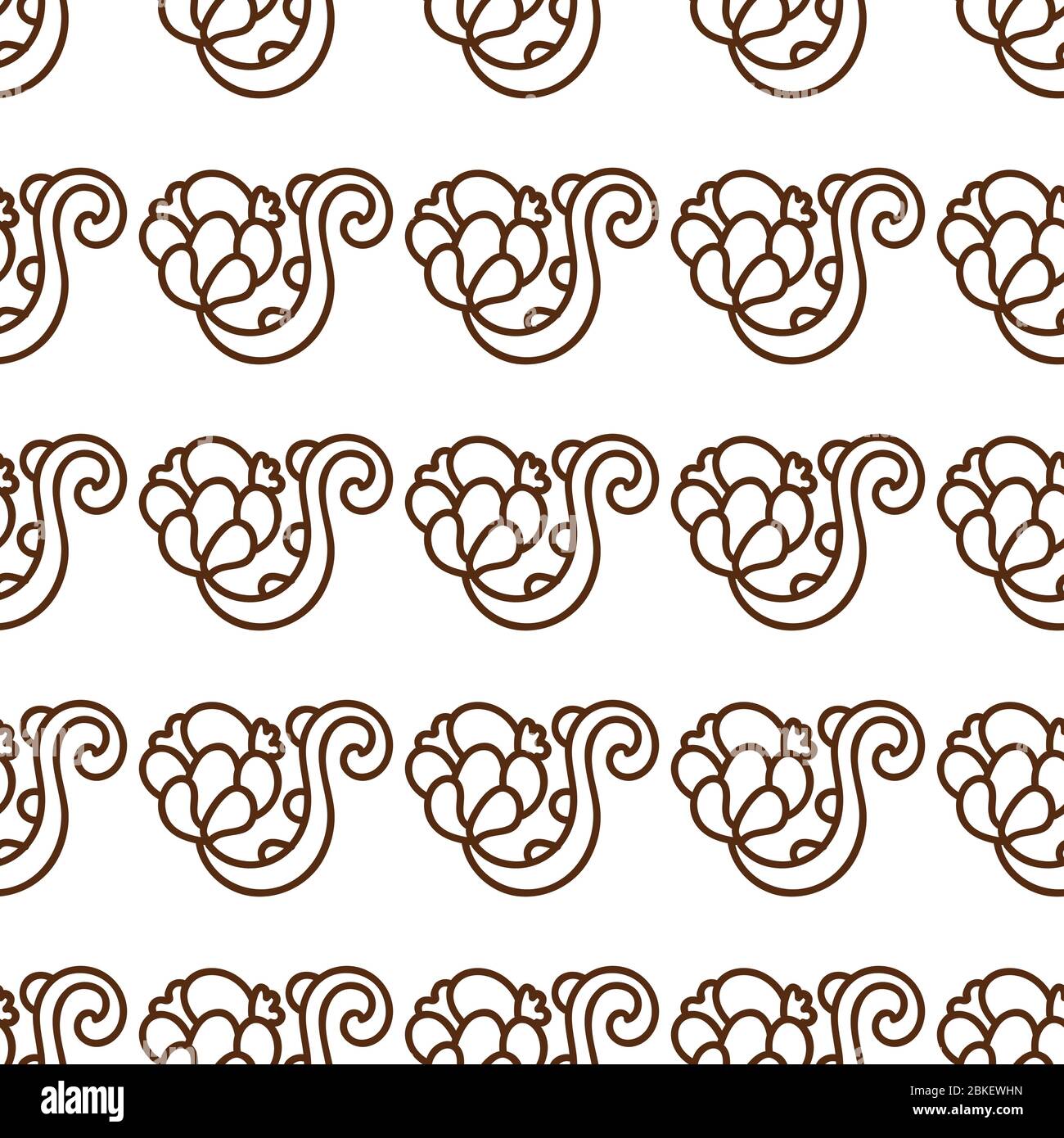 Zentangle wavy seamless pattern. Doodle black and white flower ornament ...