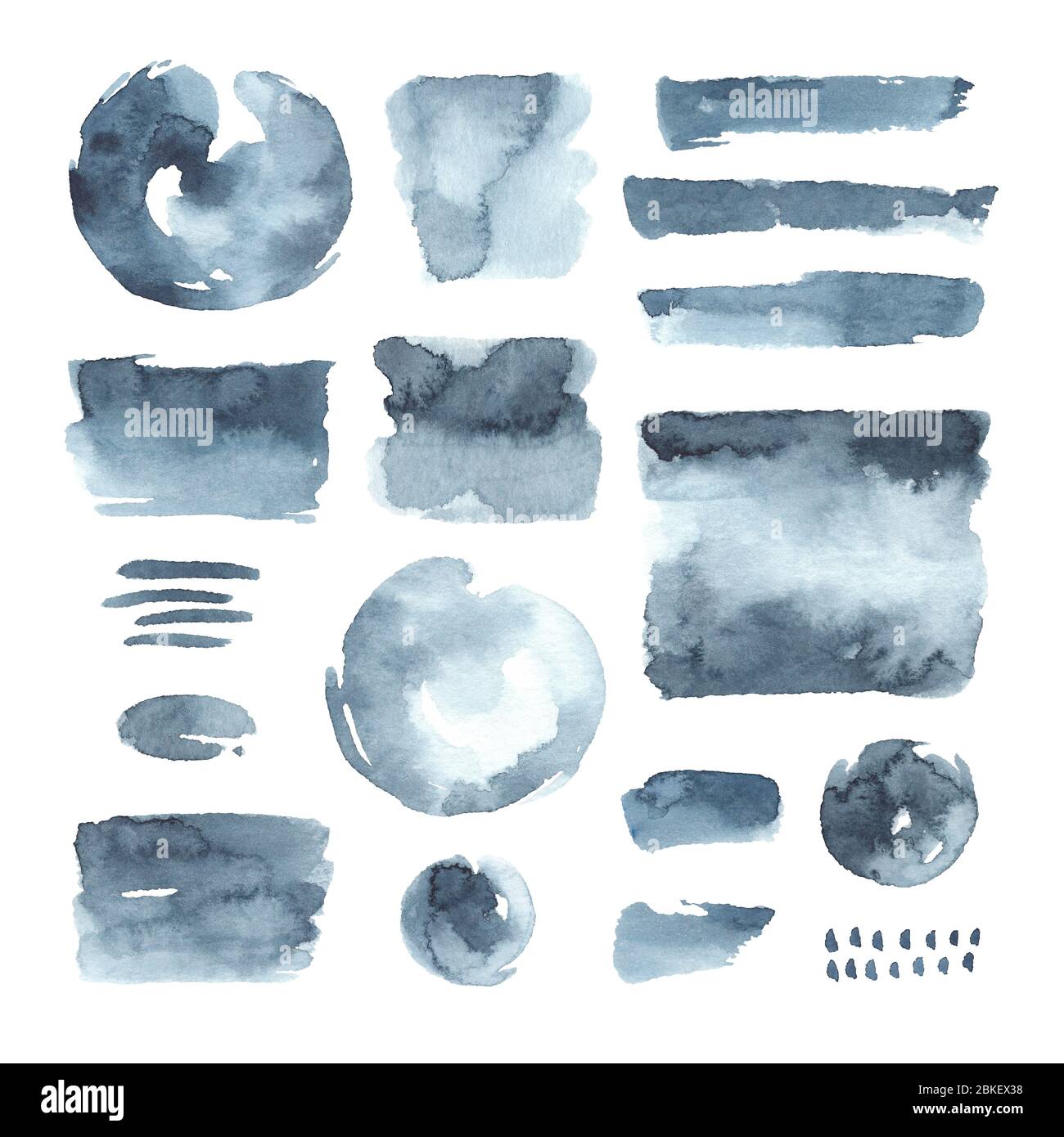 Hand painted watercolor abstract blue objects Stock Photo - Alamy