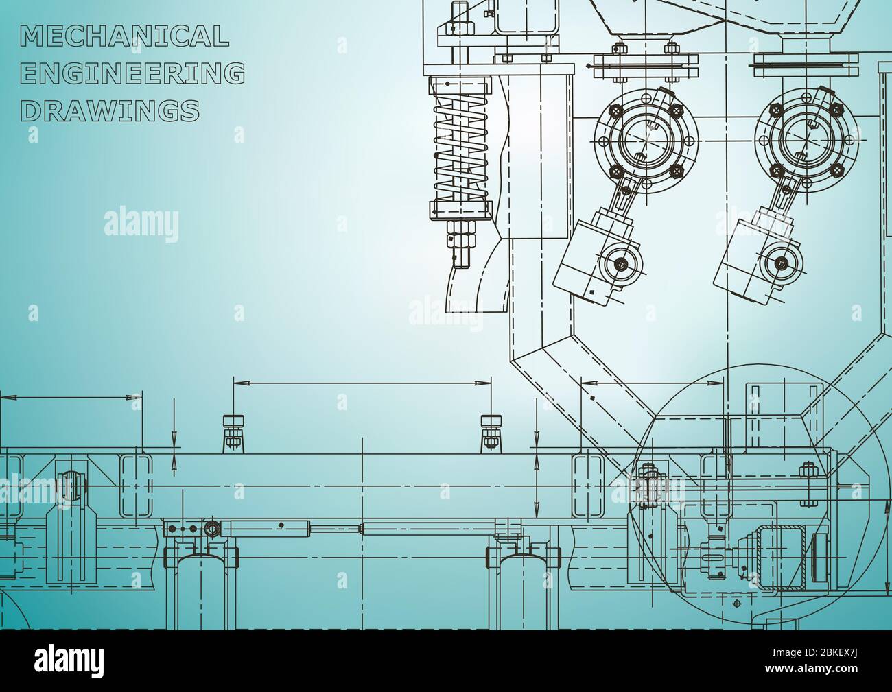 Computer aided design systems. Blueprint, scheme. Light blue Stock ...