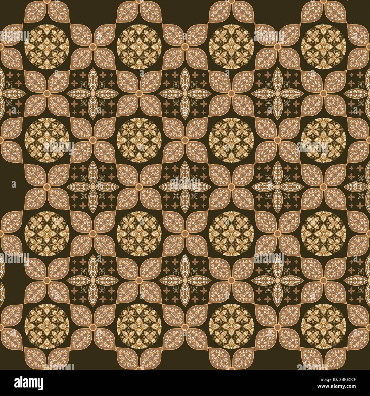 Beautiful traditional Java batik floral motifs with soft brown color ...