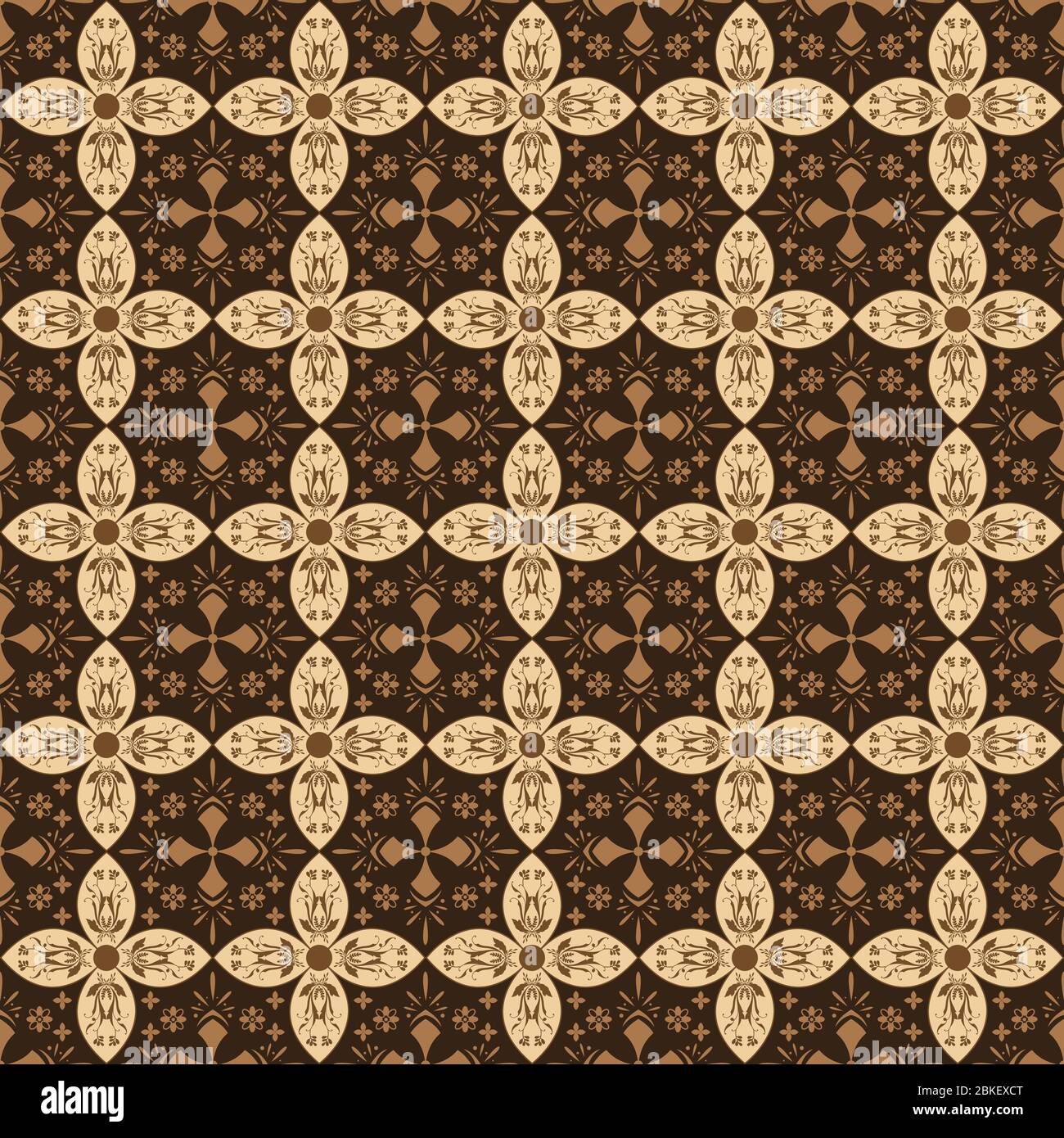 Elegance Java batik flower motifs with golden brown color design ...