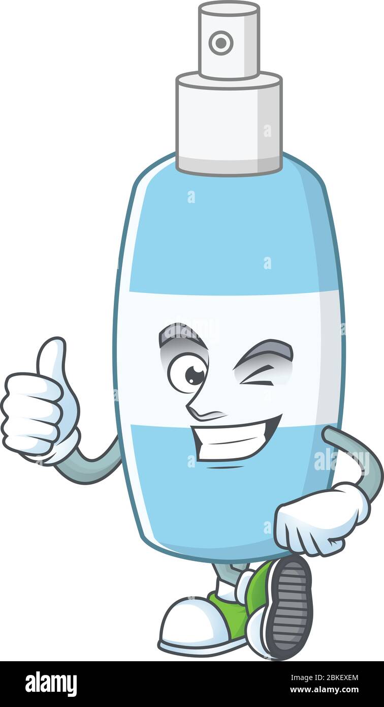 Mascot design style of spray hand sanitizer showing Thumbs up finger ...