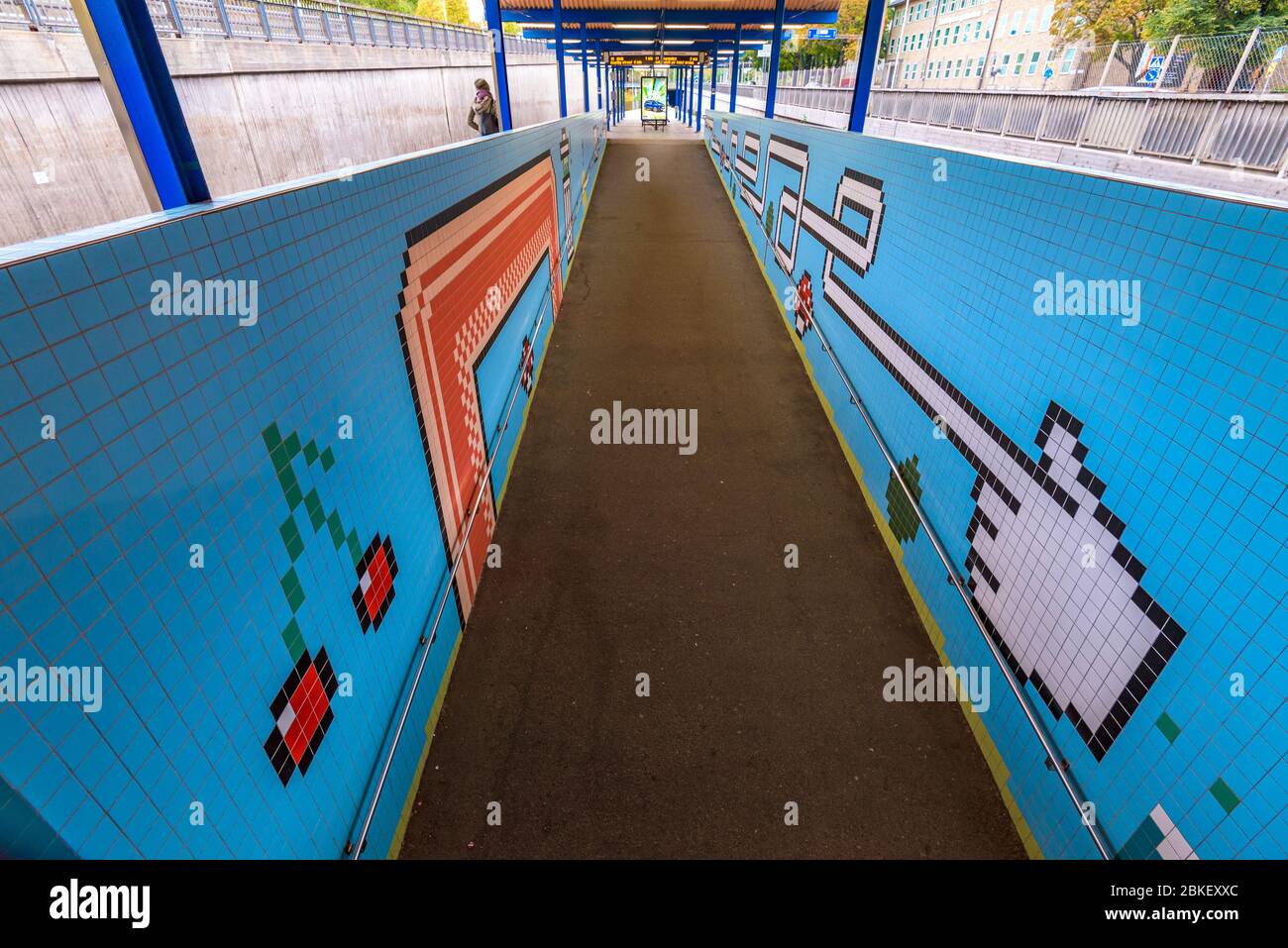 Stockholm, Sweden. Thorildsplan station - 8-bit games themed subway ...