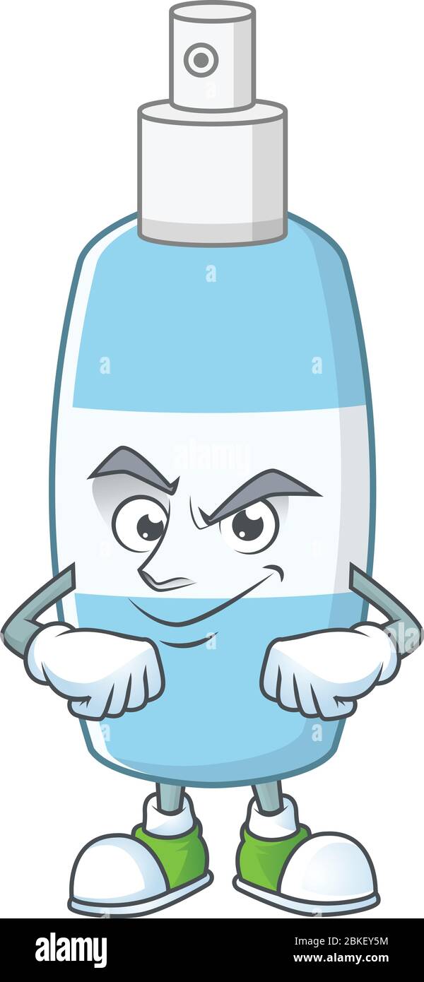 Spray hand sanitizer mascot design style with grinning face Stock ...