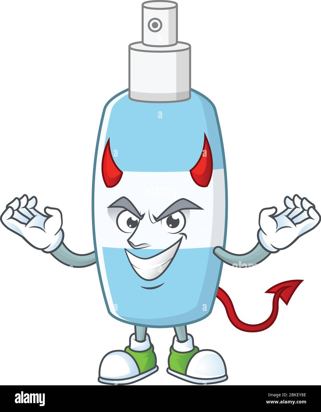 A picture of devil spray hand sanitizer cartoon character design Stock ...
