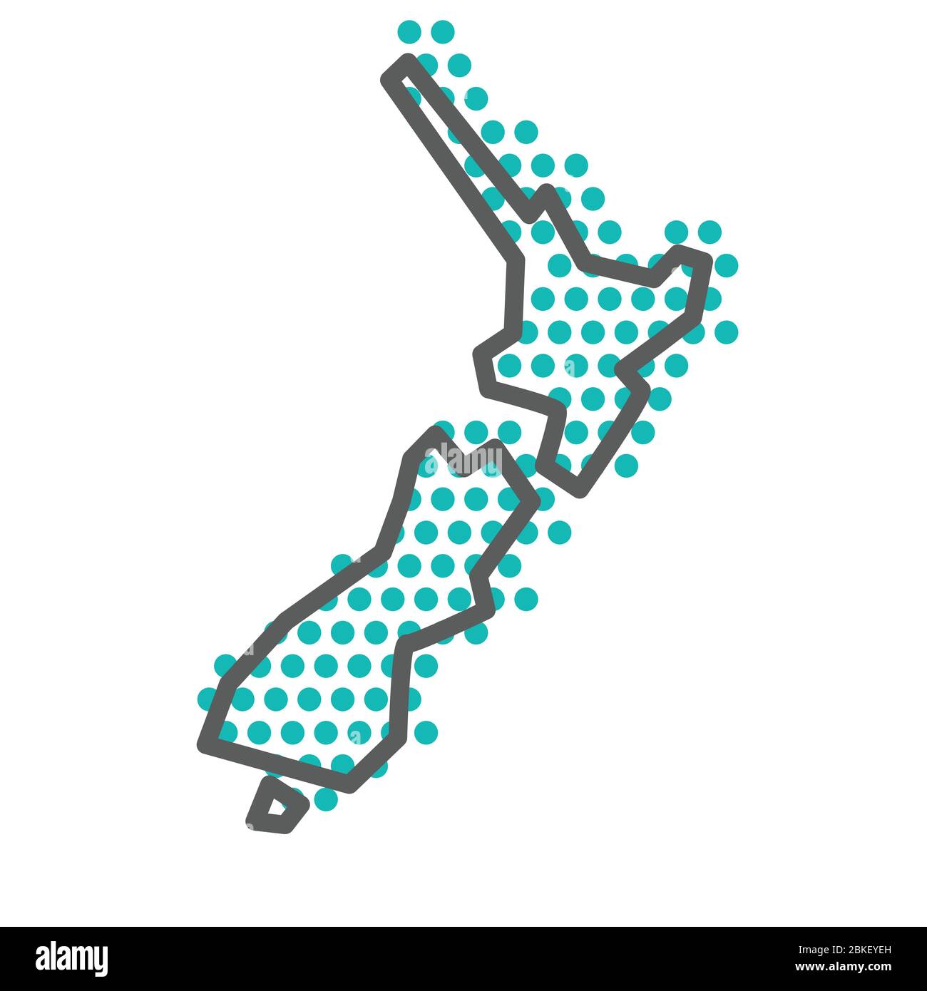 New Zealand simple outline map with green halftone dot pattern Stock ...
