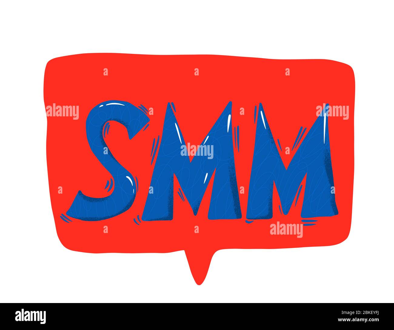 SMM text isolated on white background. Hand drawn social media ...