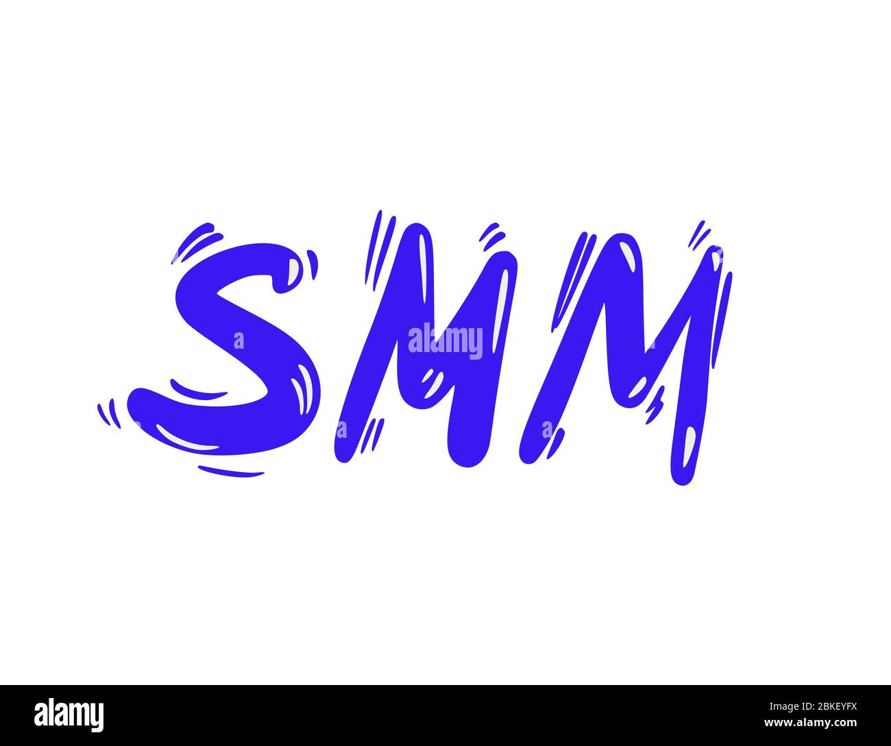 SMM text isolated on white background. Hand drawn social media ...