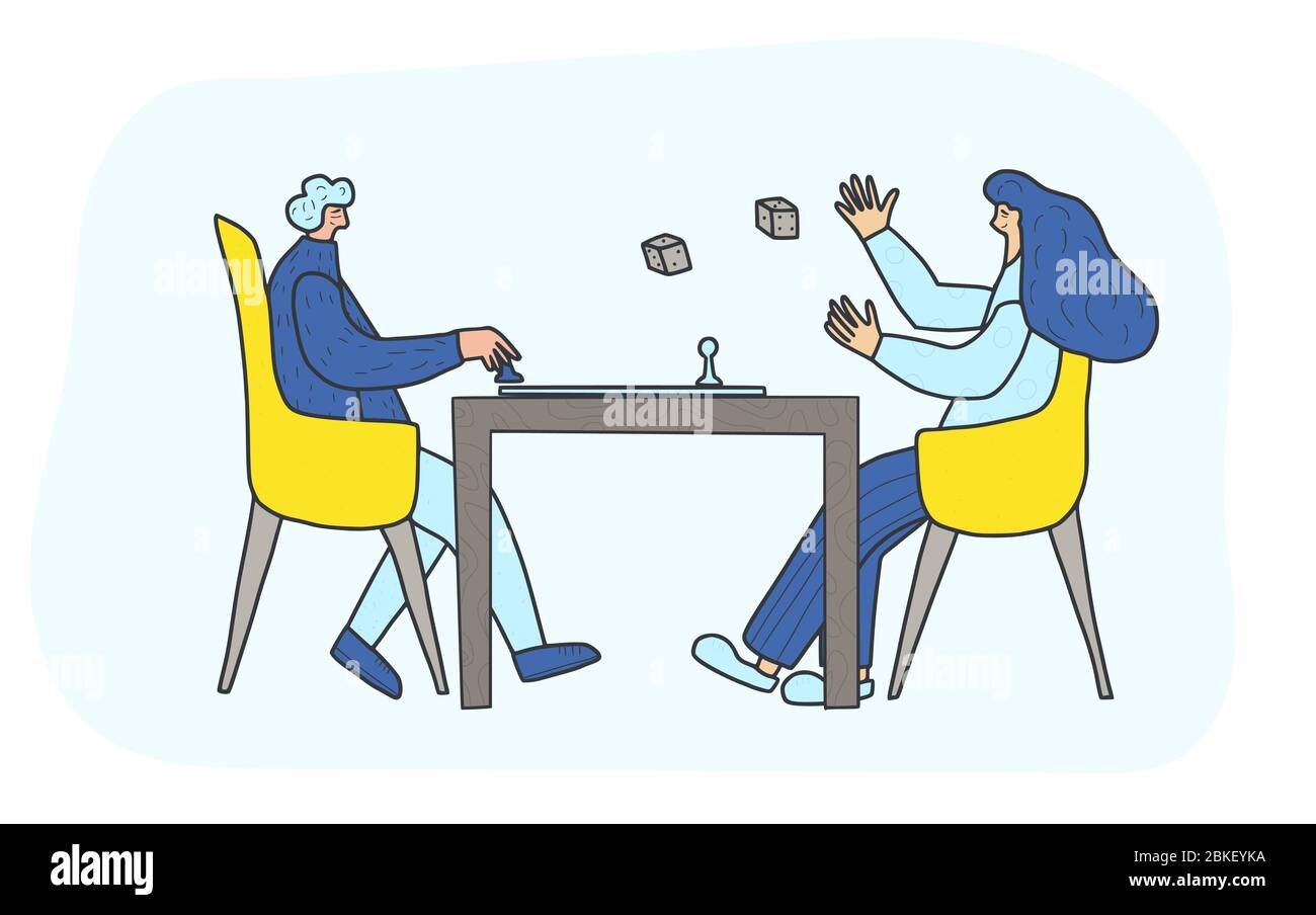 Board games concept. Young persons sitting in the chair and playing ...