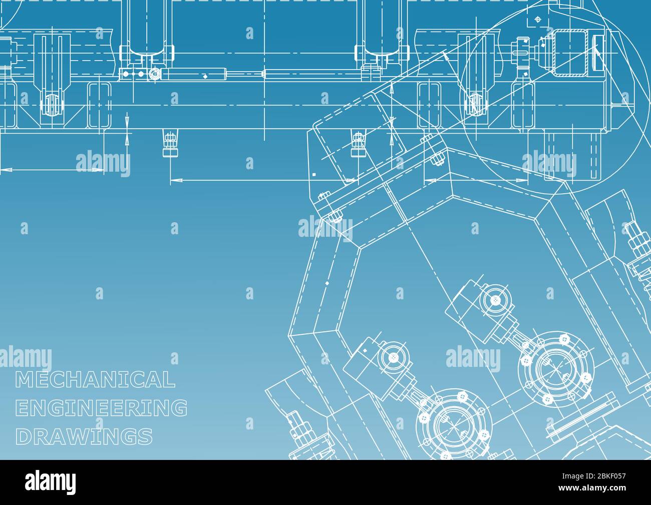 Computer aided design systems. Blueprint, scheme, plan. Blue and white ...