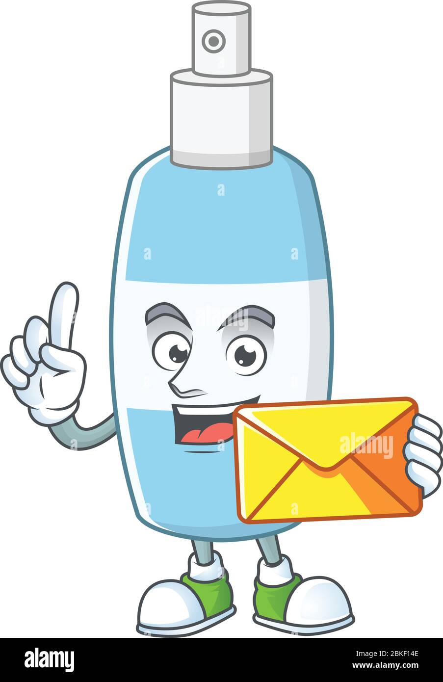 Cute face spray hand sanitizer mascot design bring brown envelope Stock ...