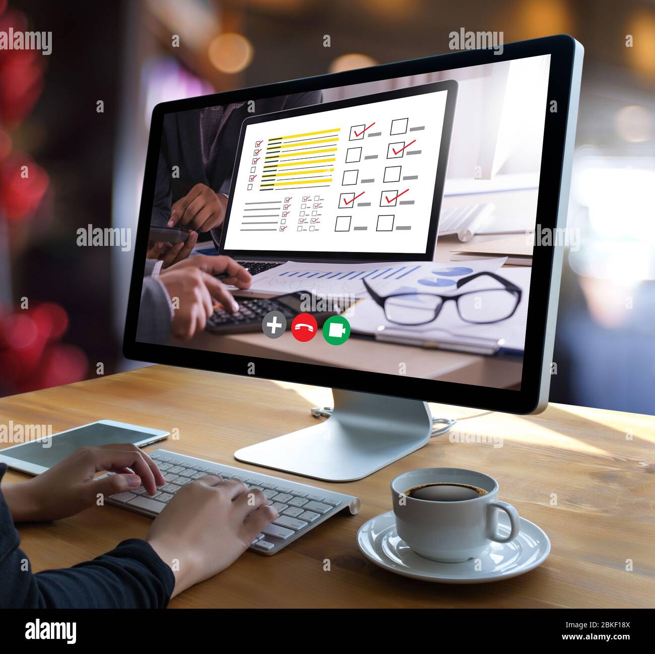man talking business plan in video conference online meeting in video ...