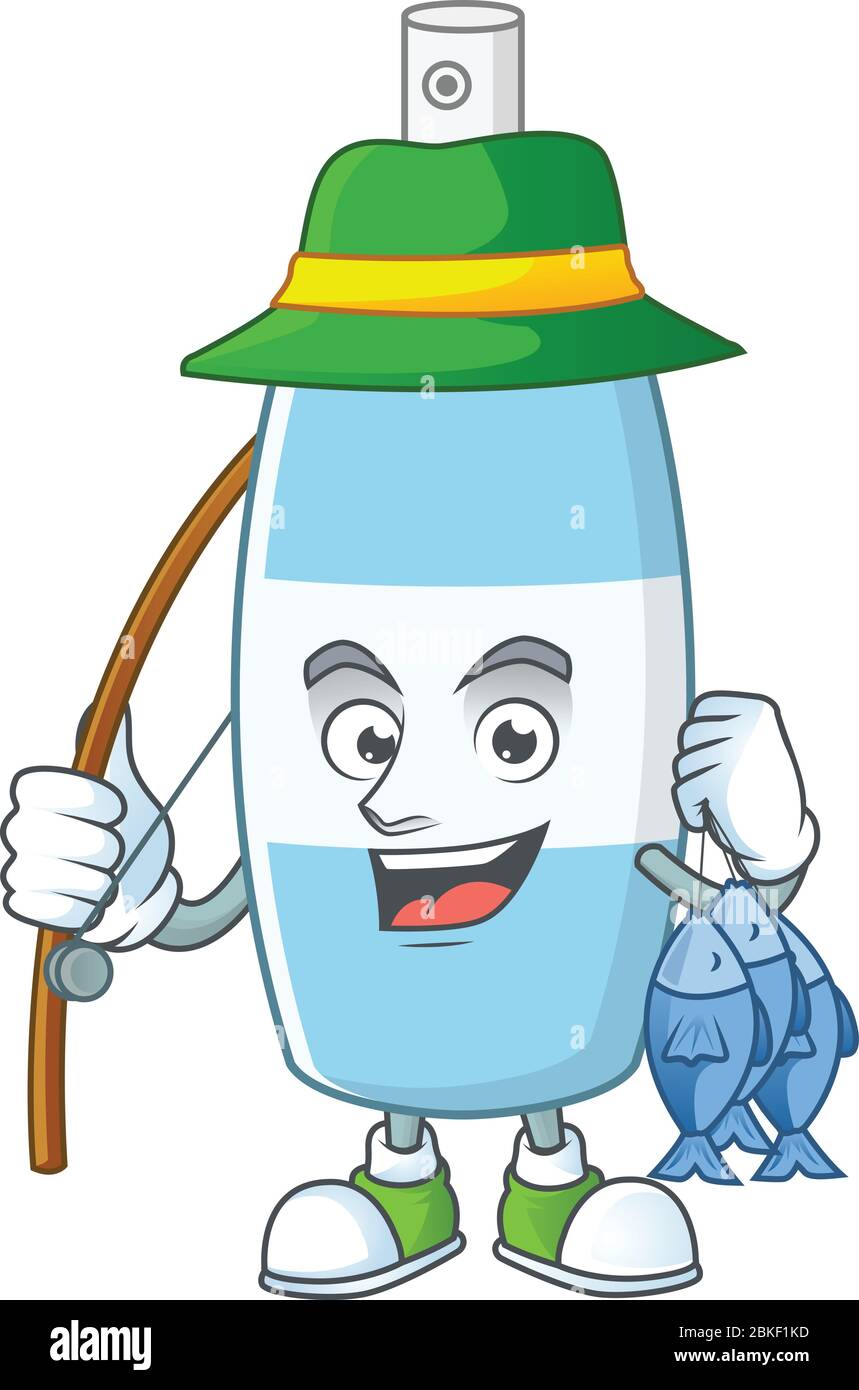 A Picture of spray hand sanitizer fisher mascot design catch a fish ...