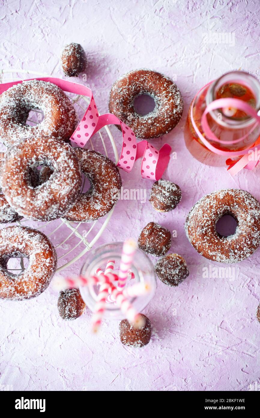 Sugar donuts and traditional finnish drink sima Stock Photo - Alamy