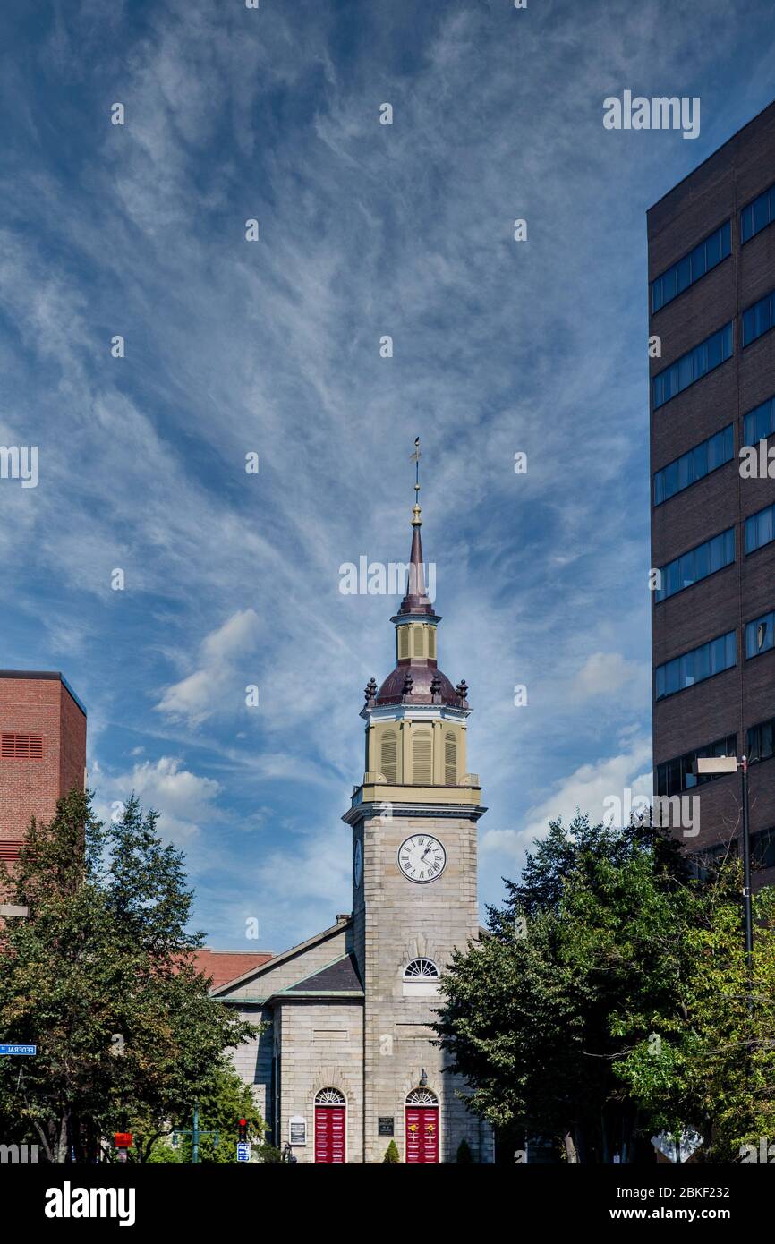 Church with clock tower hi-res stock photography and images - Alamy