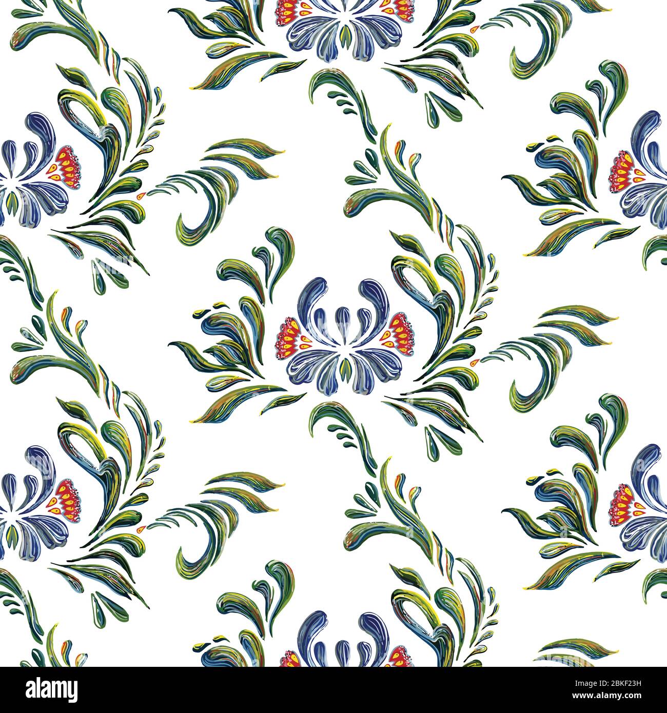 Ukrainian traditional style. Petrykivka art. Ukrainian folk art. Hand ...