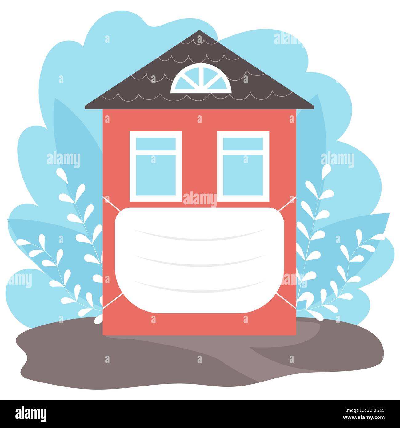 House in a medical mask. Vector medical concept Stock Vector Image ...