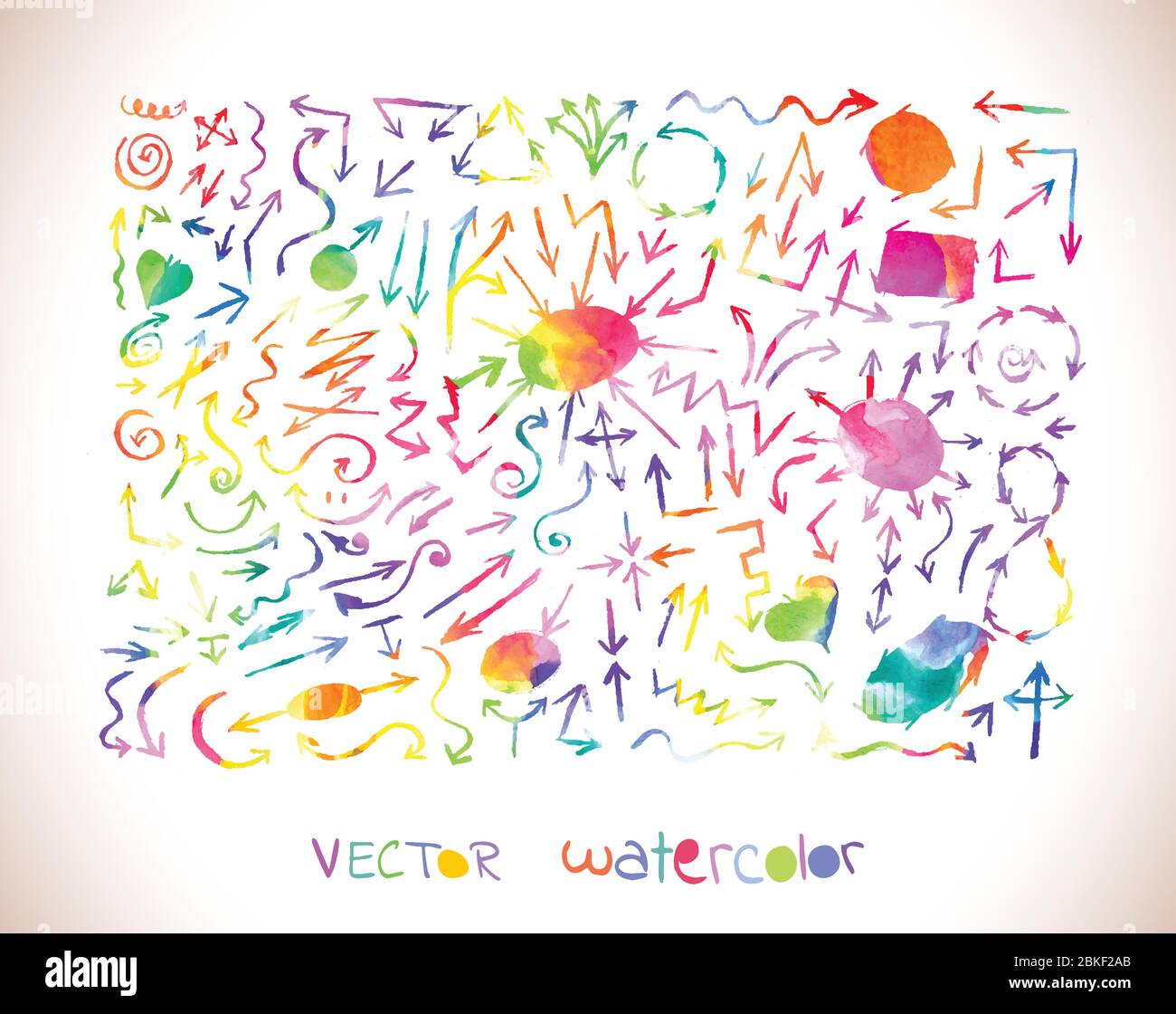Set of colorful watercolor arrows isolated on white background Stock ...