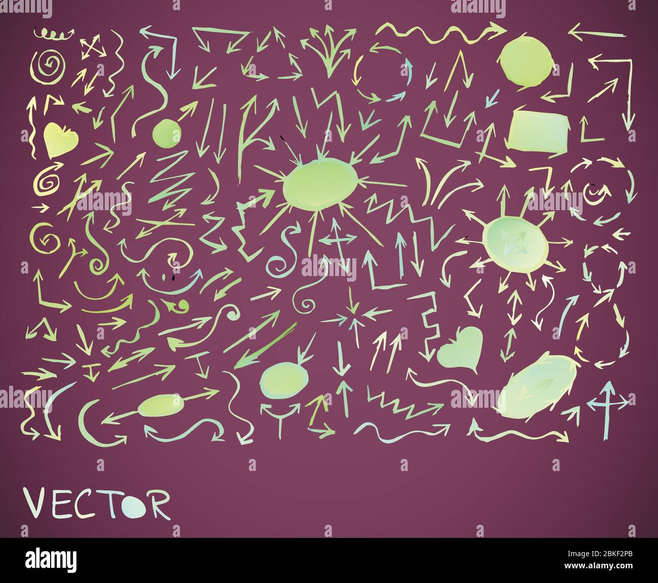 Pastel hand drawn doodle sketch arrows. Arrows set made by hand. Trendy ...