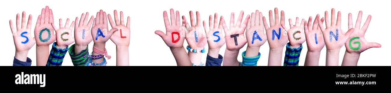 Children Hands Building Word Social Distancing, Isolated Background ...