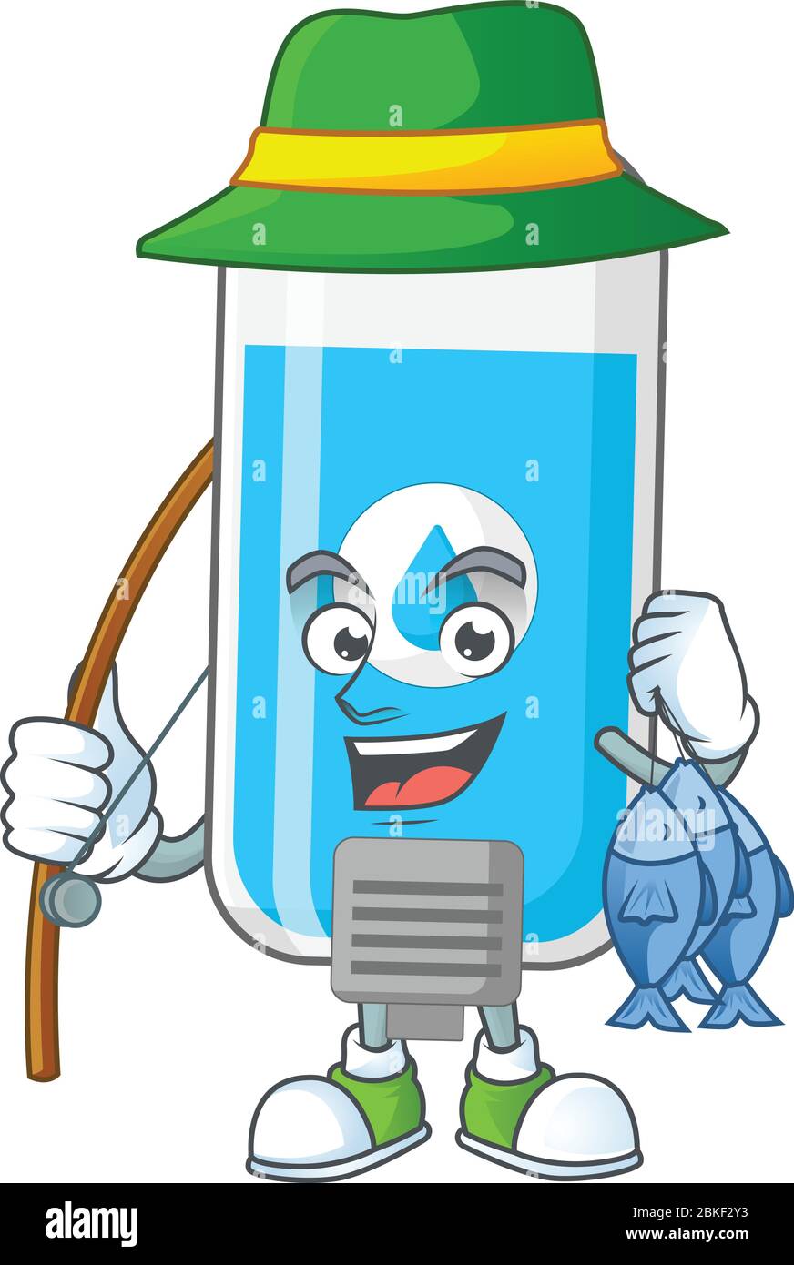 A Picture of wall hand sanitizer fisher mascot design catch a fish ...