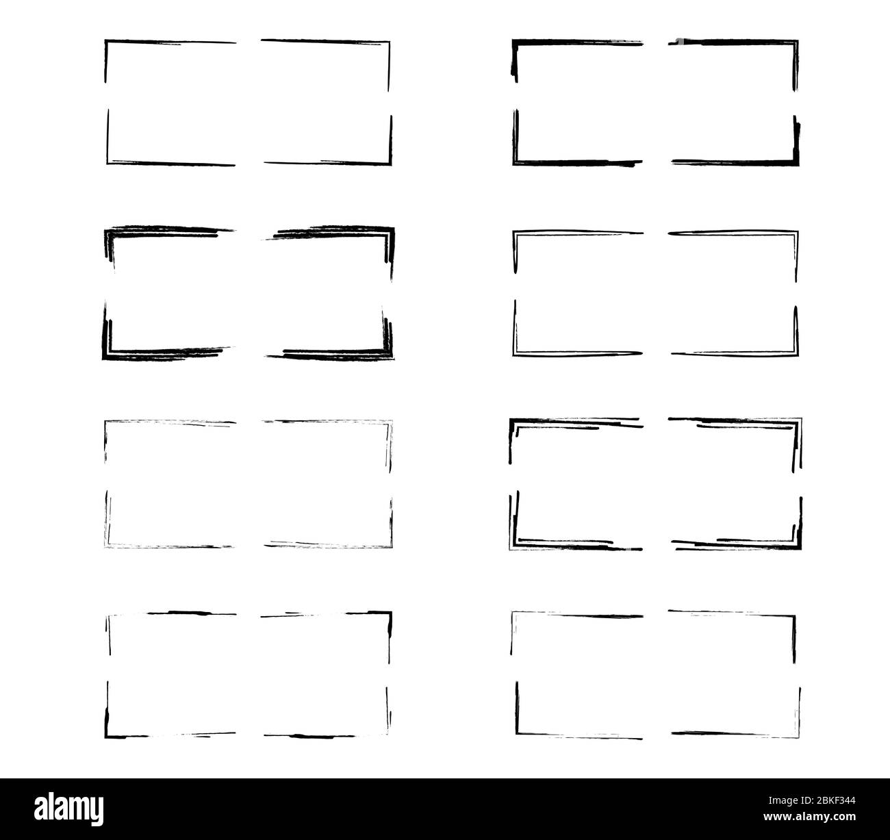 Set of black rectangle grunge frames. Geometric empty borders ...