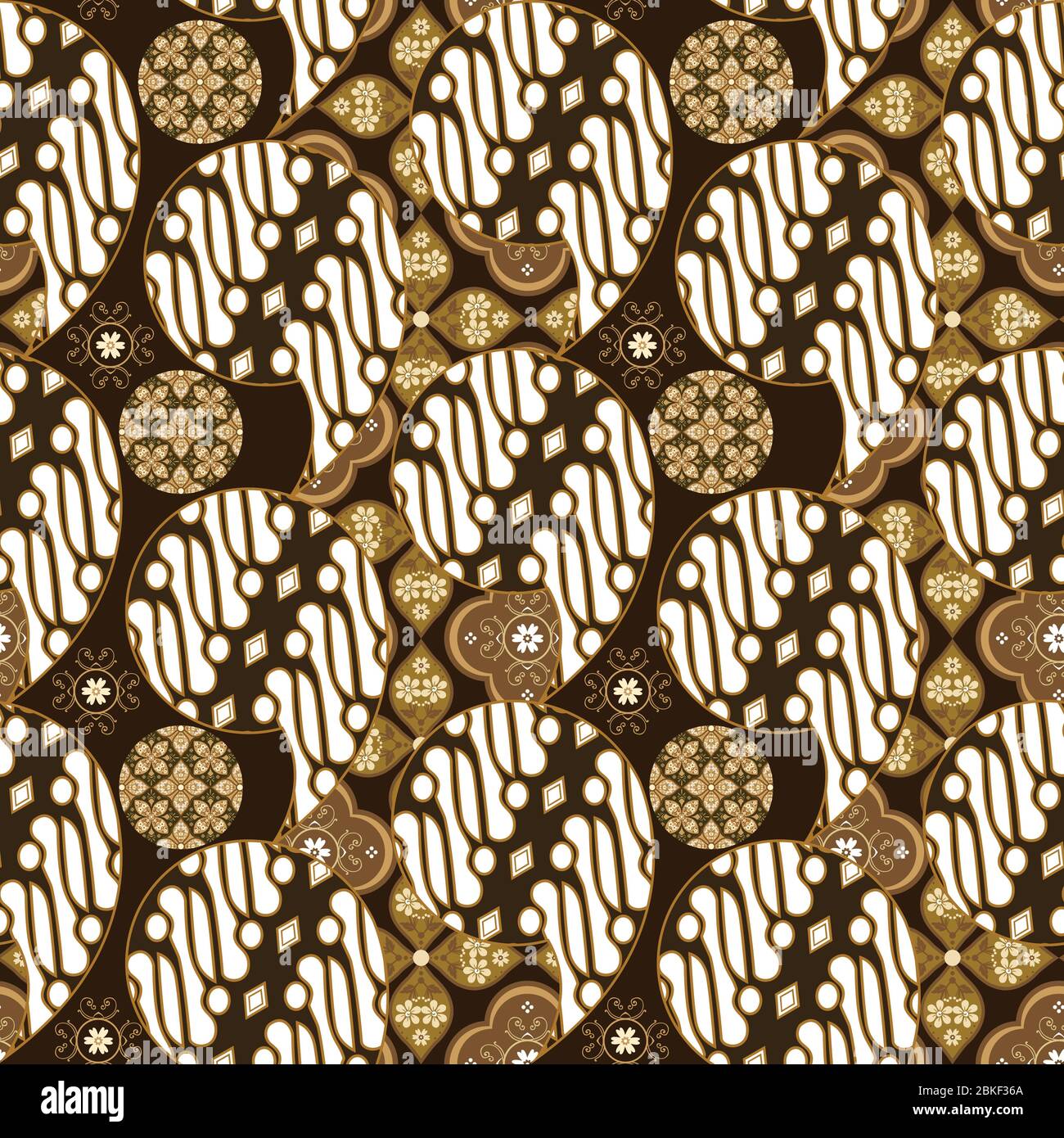 Javanese batik simple motifs with soft white and brown color ...