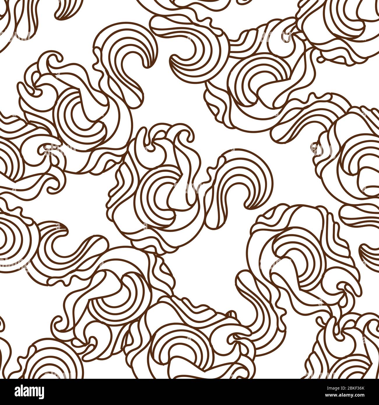 Zentangle wavy seamless pattern. Doodle black and white flower ornament ...