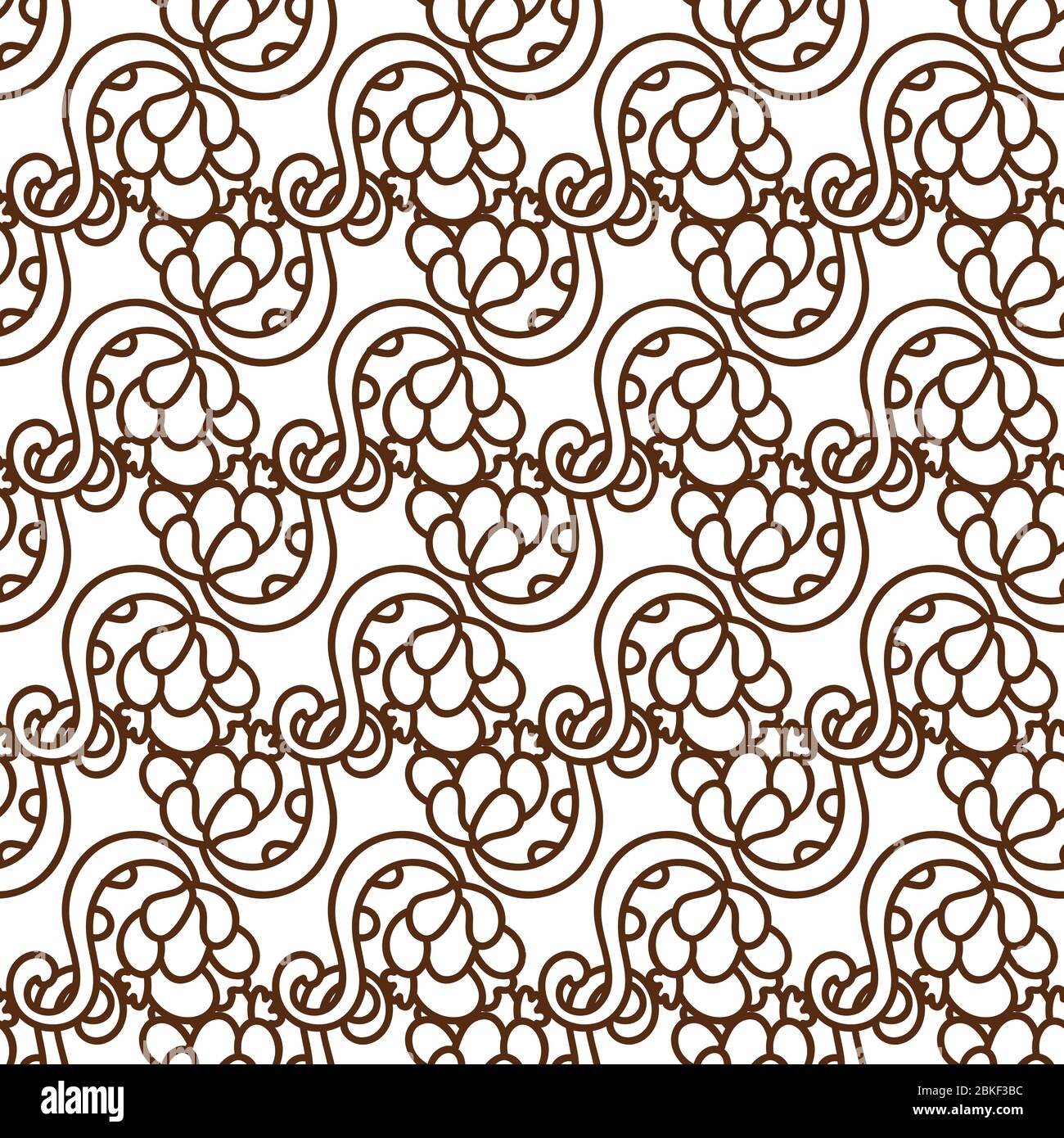 Zentangle wavy seamless pattern. Doodle black and white flower ornament ...