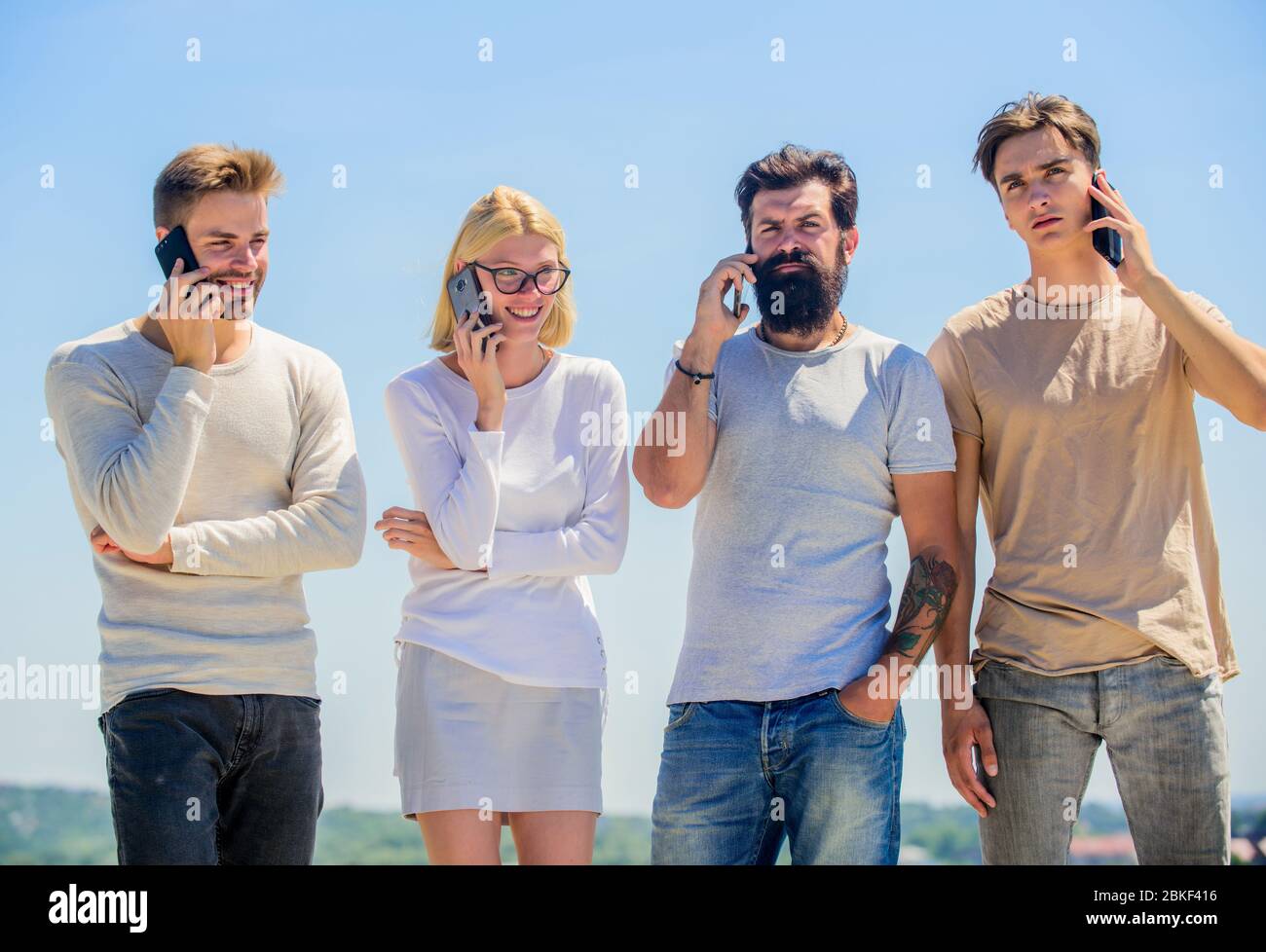 Social media so Desirable. group of four people. Corporate team group ...