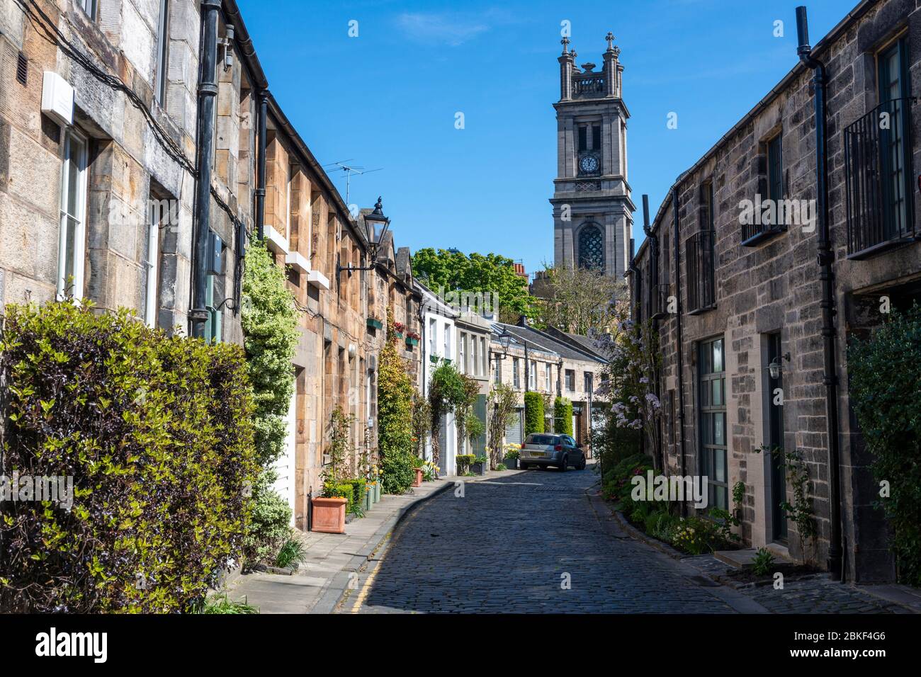 St Stephen's Church Tower from Circus Lane in Stockbridge, Edinburgh ...