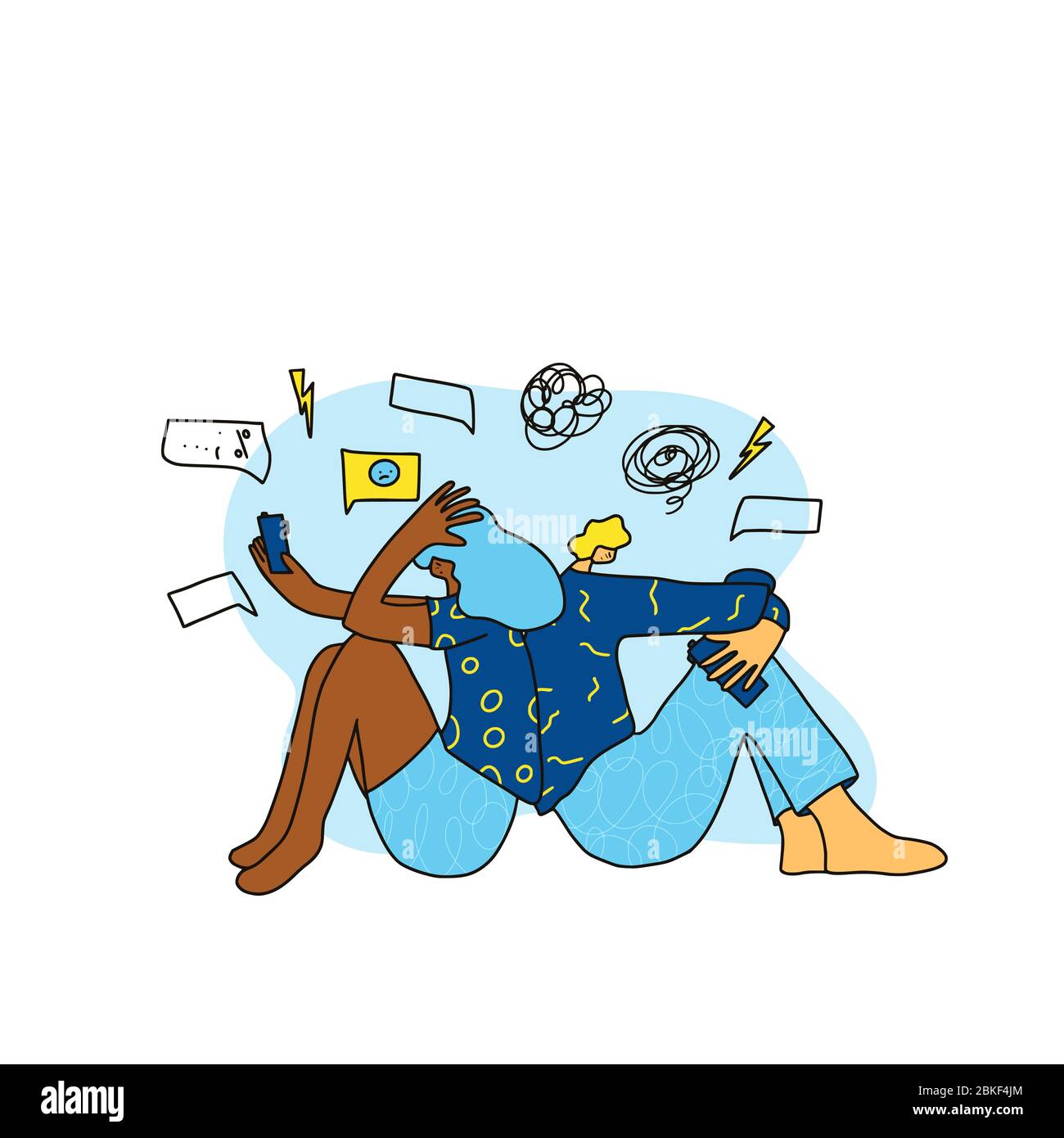 Bad relationship. Young married couple sending a messages to each other ...