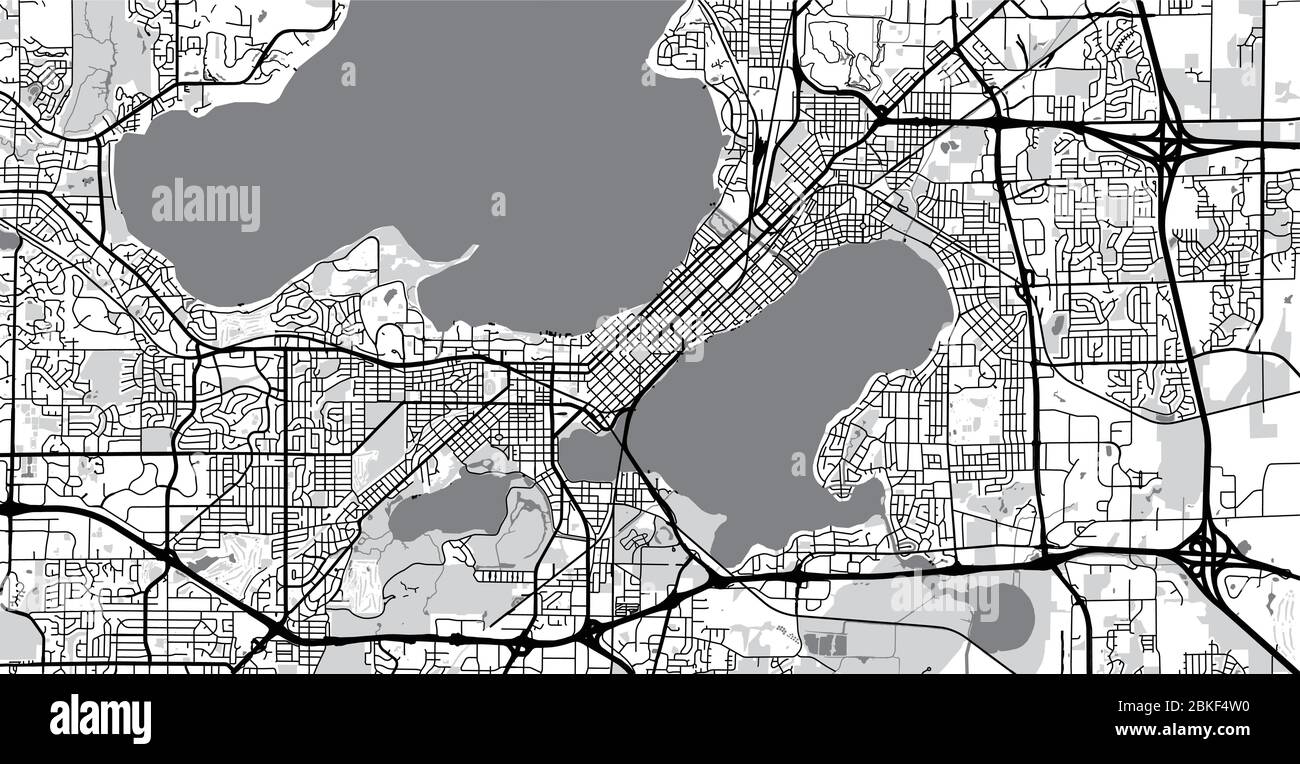 Urban vector city map of Madison, USA. Wisconsin state capital Stock ...