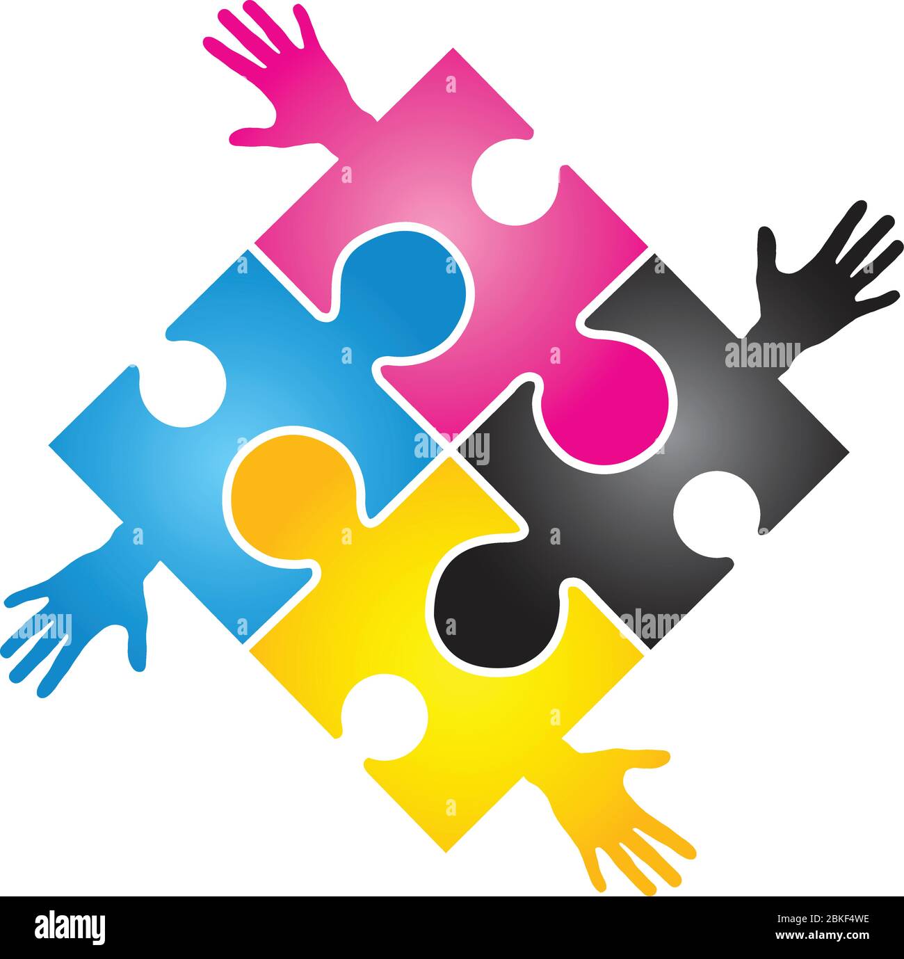 Illustration art of a puzzle hands symbol with isolated background ...