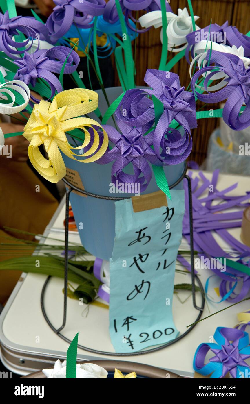 Iris craft arrangement, Maekawa Iris Festival ,Itako City, Japan Stock ...