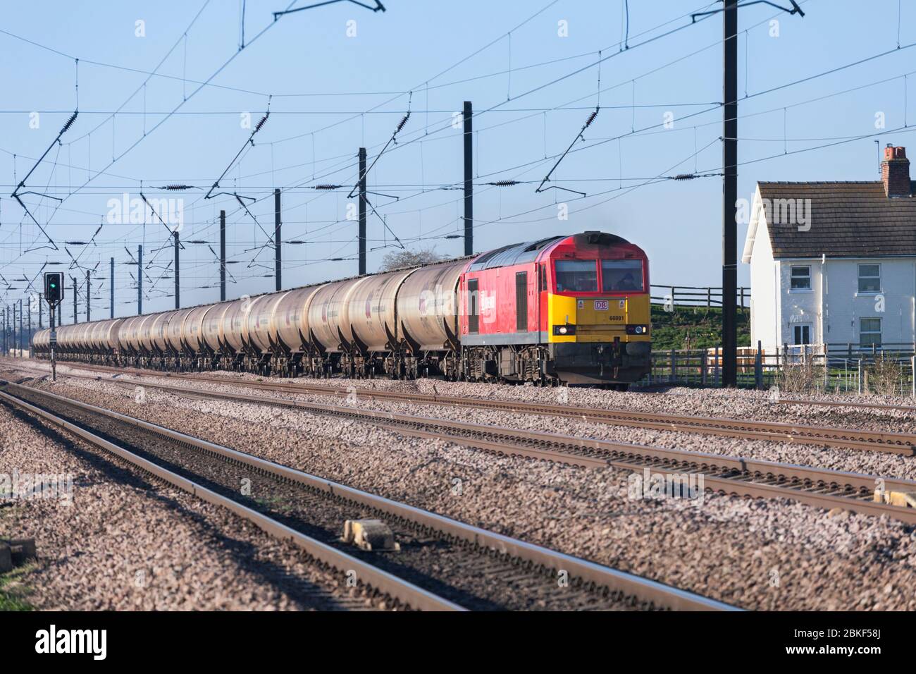 DB cargo rail UK class 60 locomotive on the 4 track east coast mainline ...