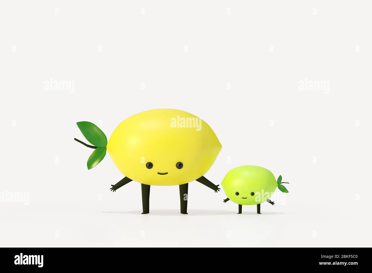 Lemon 3d cartoon character ,3d illustration render on white background ...