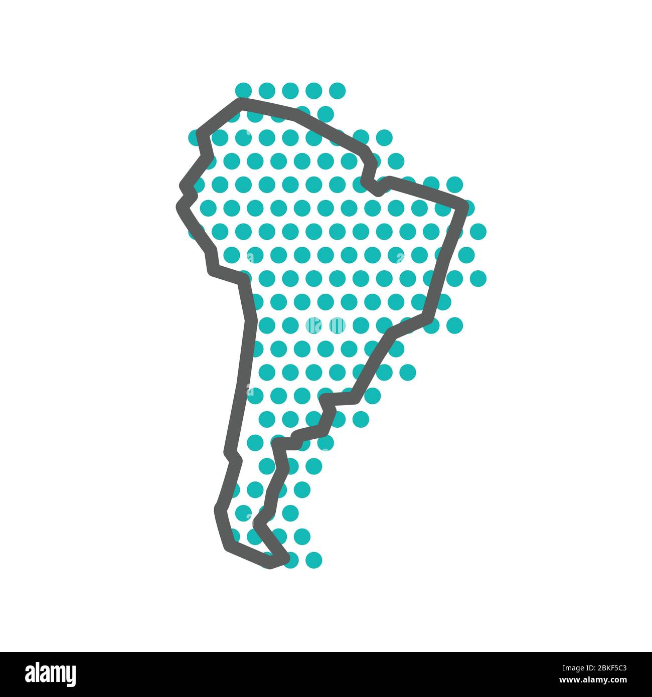 South America simple outline map with green halftone dot pattern Stock Vector Image & Art - Alamy