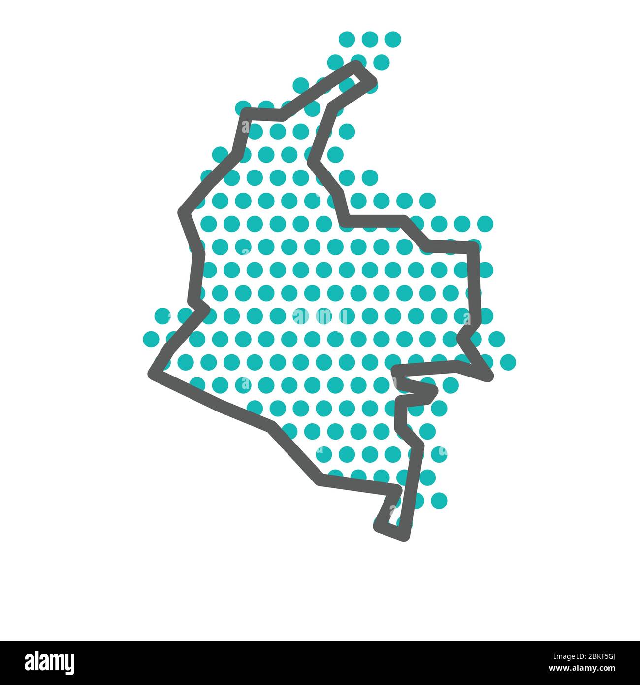 Colombia simple outline map with green halftone dot pattern Stock ...