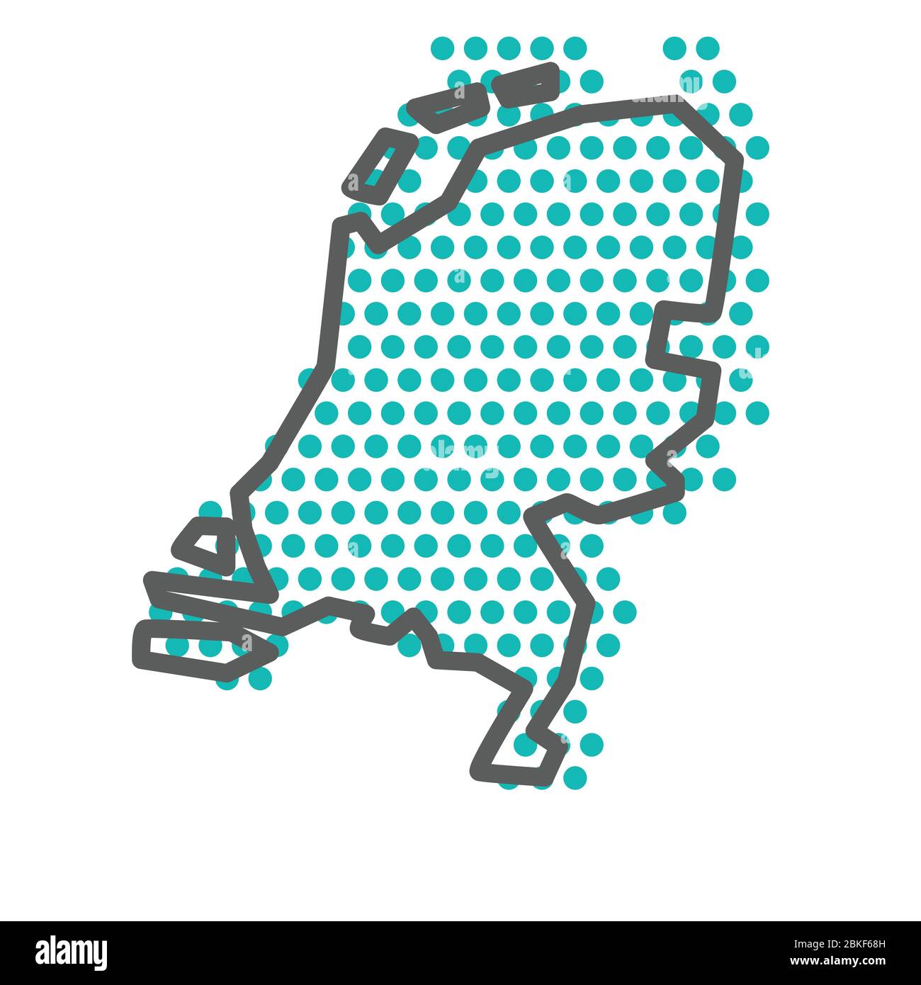 Netherlands simple outline map with green halftone dot pattern Stock ...