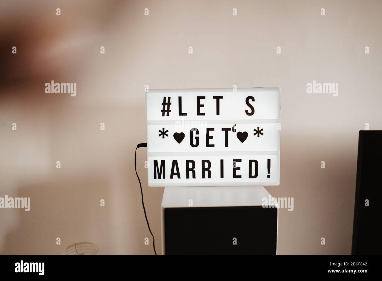 photo of a letter board lets get married Stock Photo - Alamy