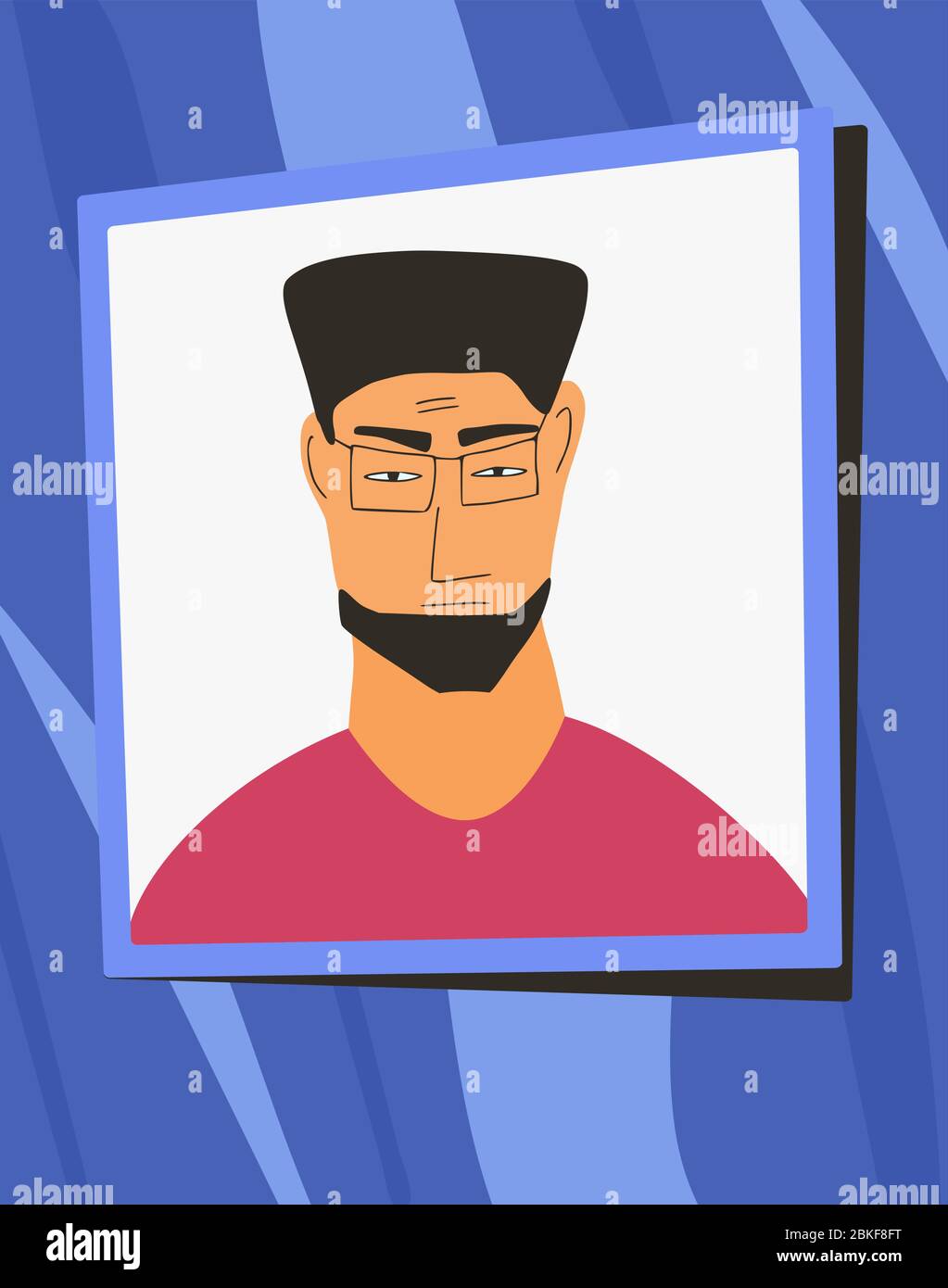 Male avatar icon. Face of bearded young man with glasses. Man's head ...