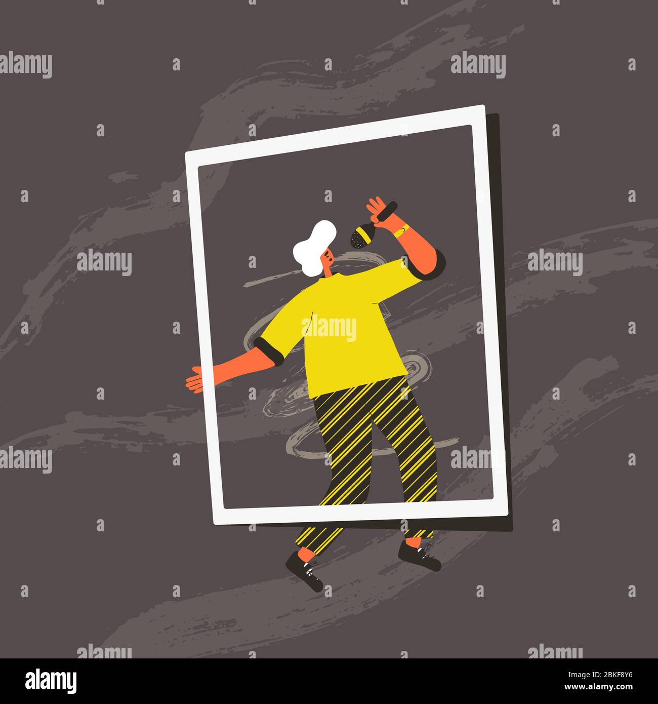 Singer performing with microphone. Young rock musician singing. Pop ...