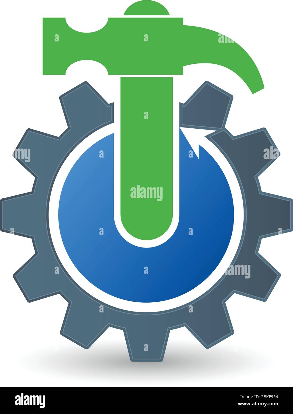 Illustration art of a gear hammer logo with isolated background Stock ...