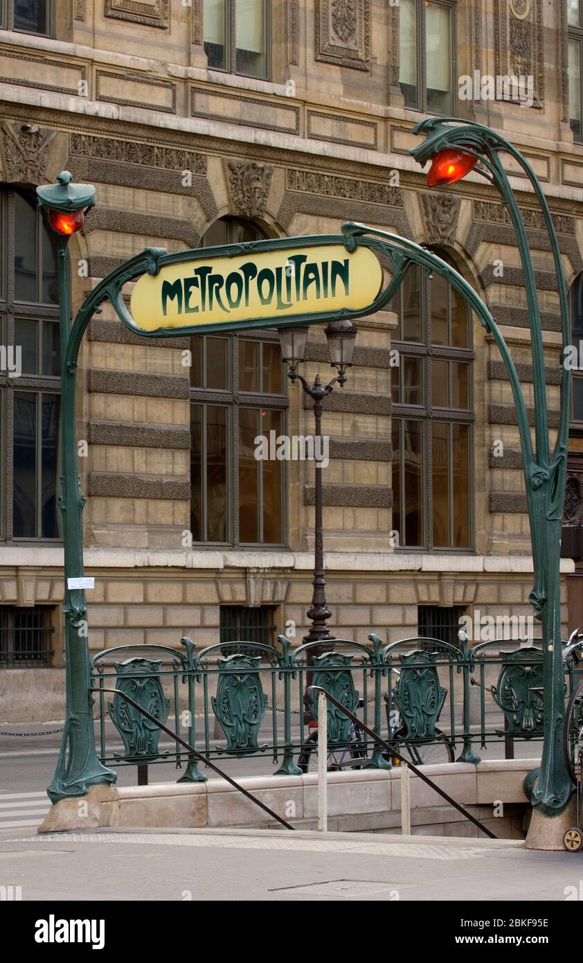 Art Deco Metro Entrance by the Louvre, Paris, France Stock Photo - Alamy