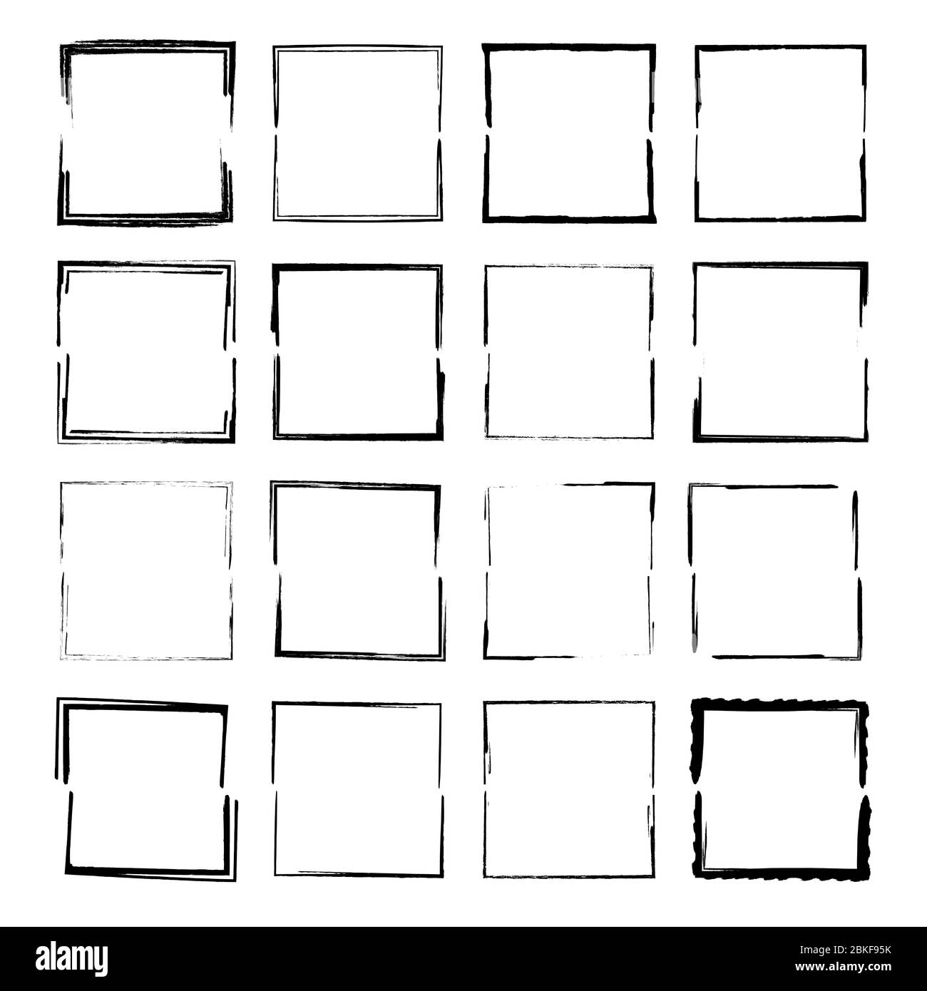 Set of black square grunge frames. Geometric empty borders collection ...