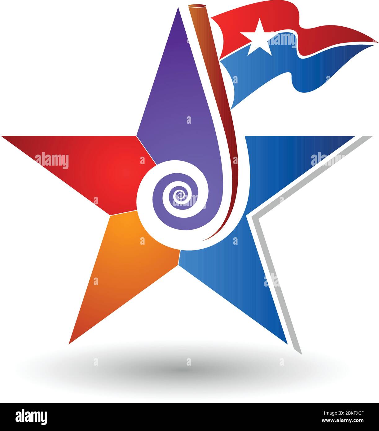 Illustration drawing of a swirl star logo with isolated background ...